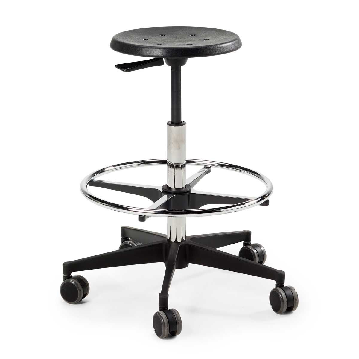 Industrial Work Stool Rehti | PU Seat, Foot Ring, 560–810 mm - THTT